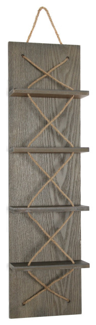 Positano Nautical Rope 4 Bottle Vertical Wall Mounted Wood Wine Rack ...