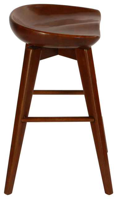 Tiwi Backless Swivel Counter Stool, Solid Wood, 24" Walnut - Midcentury ...