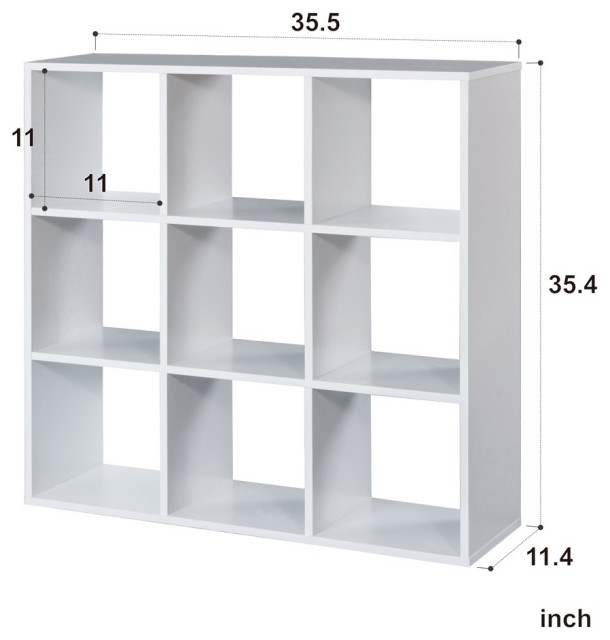 White Nine Grid Open Cube Storage Shelf - Transitional - Display And ...