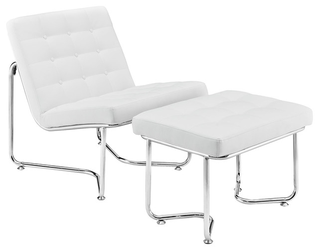 Modway Gibraltar Upholstered Vinyl Lounge Chair, White - Modern ...