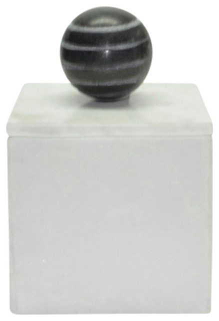 Marble, 4x6 Box W/ Orb, White - Contemporary - Decorative Boxes - by ...