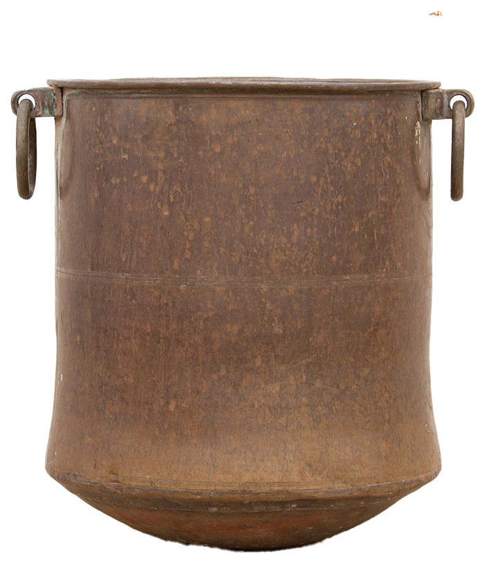 Antique Indian Hammered Copper Vessel - Farmhouse - Outdoor Pots And ...