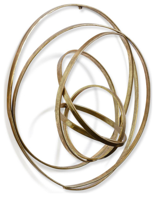 Arciform Wall Accent, Brushed Gold - Industrial - Metal Wall Art - by ...