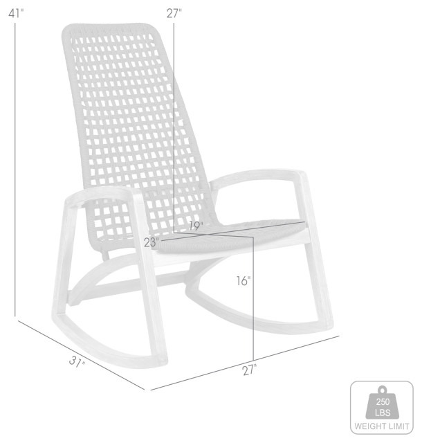 Sequoia Outdoor Patio Rocking Chair, Dark Eucalyptus Wood And Gray Rope ...