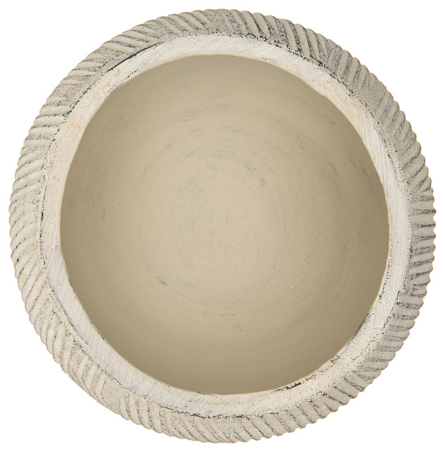 Distressed Cream Terracotta Planter With Fluted Texture - Farmhouse ...