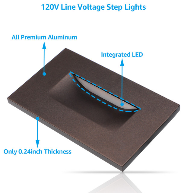 6 Pack 5CCT 120V LED Step Lights Dimmable - Transitional - Stair And ...