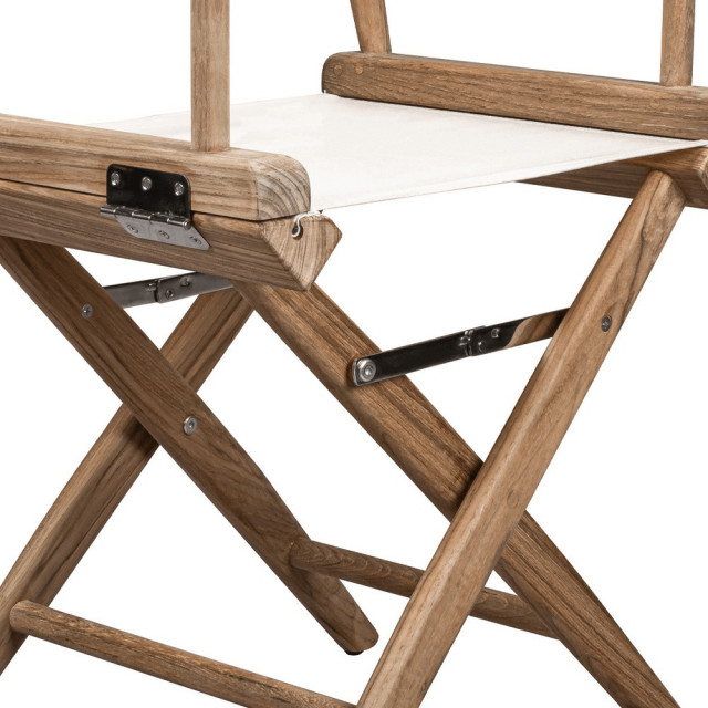 Brown and Ivory And Brown Solid Wood Director Chair - Transitional ...