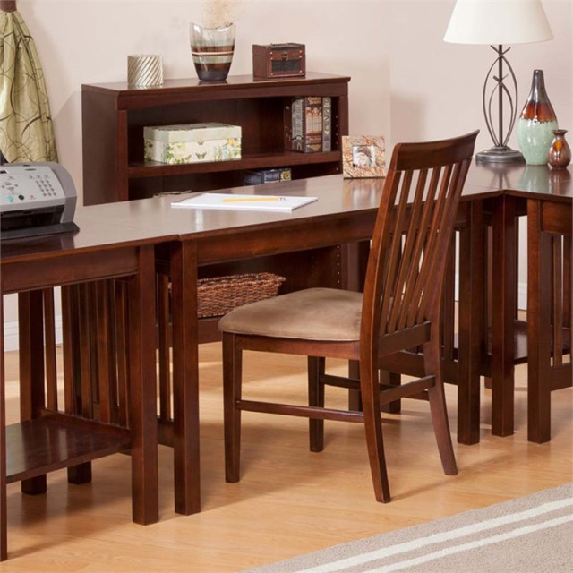 Leo & Lacey Mid-Century Solid Wood Writing Desk w/ Slatted Side Panels ...