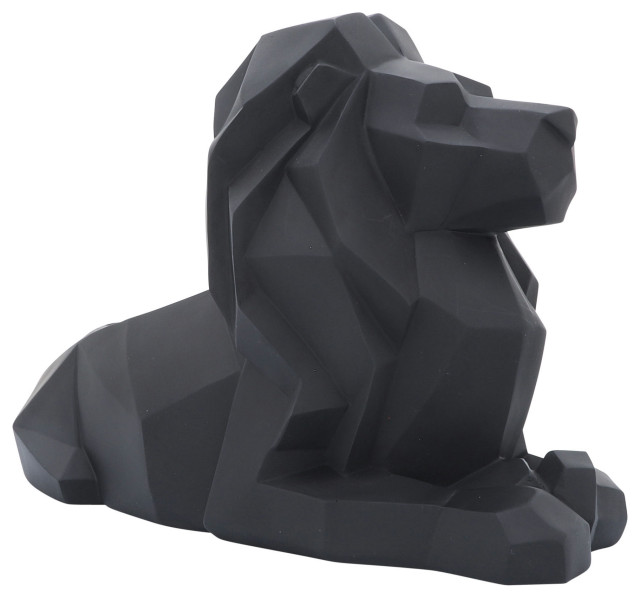 Resin 13" Laying Lion, Black - Contemporary - Decorative Objects And ...