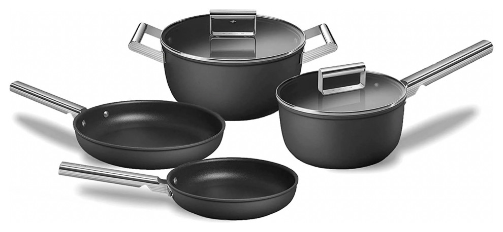 Smeg 50's Style Non-Stick 6-Piece Cookware Set - Modern - Cookware Sets ...
