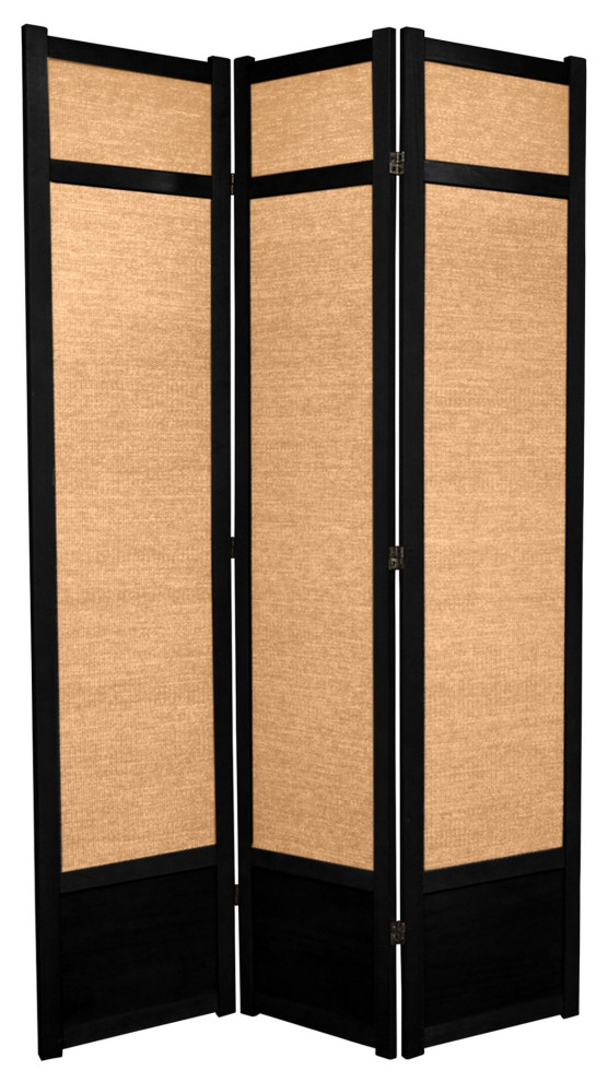 Traditional Room Divider, Wooden Frame With Woven Jute Screens ...