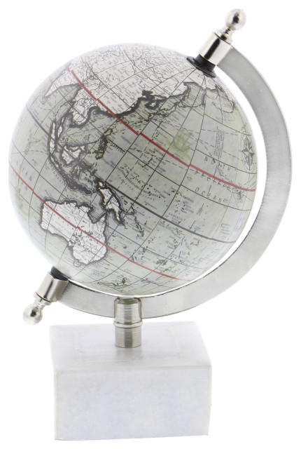 Contemporary White Marble Globe 28544, 6" x 5" x 9" - Contemporary ...