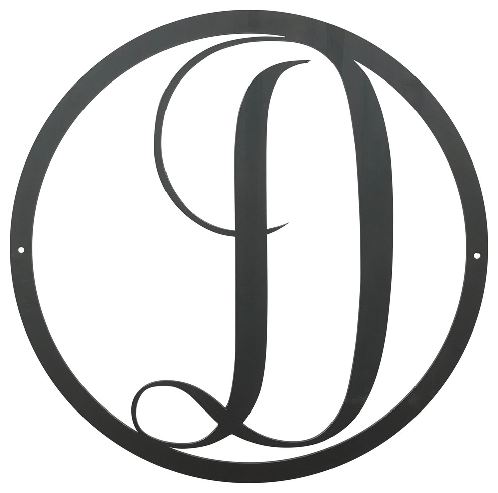 Large Monogram D Circle Door Hanger, 24 Raw Metal - Contemporary ...