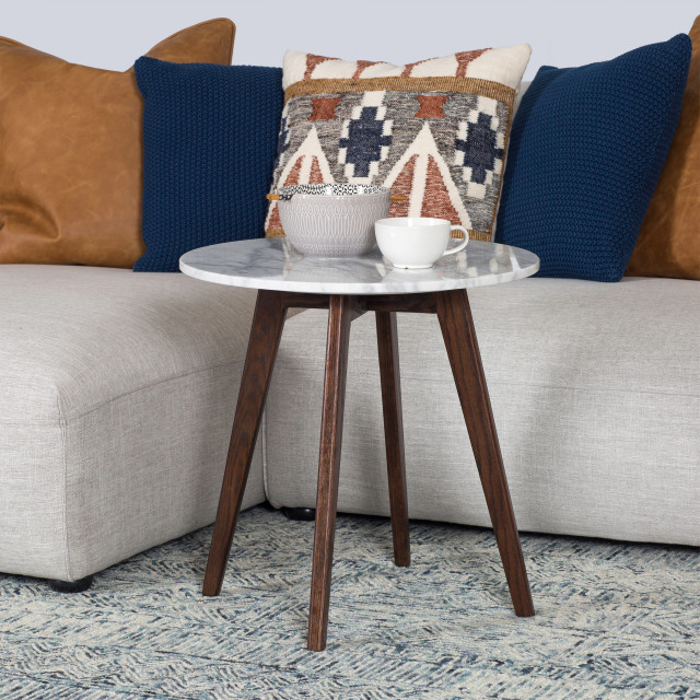 Poly and Bark Riley Marble Round Side Table - Midcentury - Side Tables ...