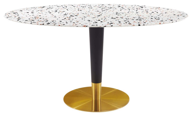 Zinque 60" Oval Terrazzo Dining Table, Gold White - Contemporary ...