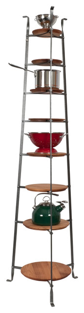 Handcrafted 8-Tier Gourmet Cookware Stand w Alder Shelves Hammered ...