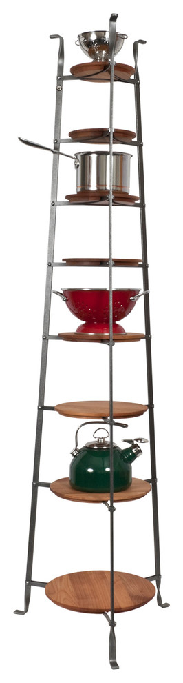 Handcrafted 8-Tier Gourmet Cookware Stand w Alder Shelves Hammered ...