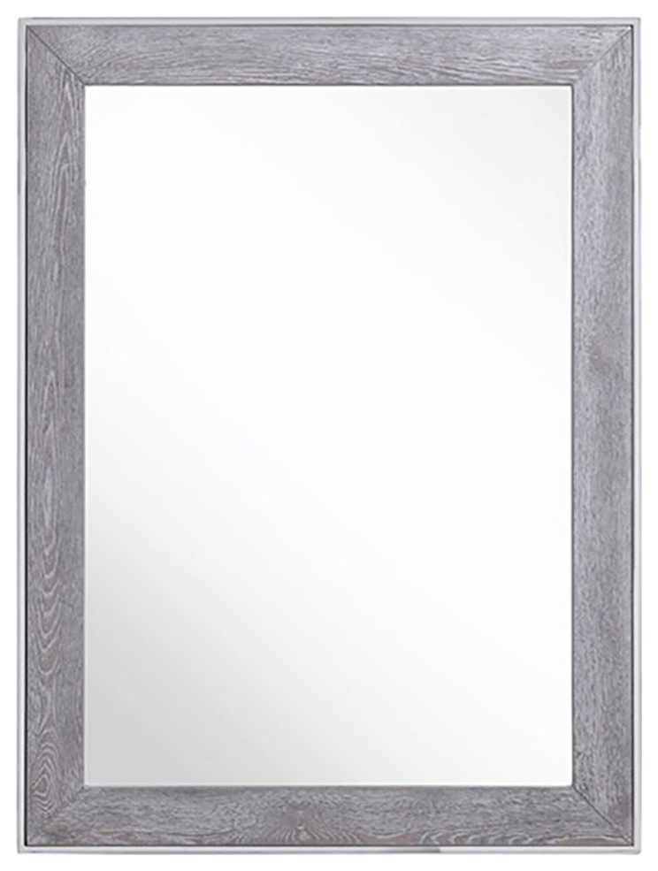 Modrest Arlene 40x30" Modern Veneer & Stainless Steel Mirror in Elm ...