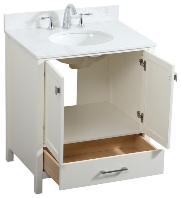 Iris Single Bathroom Vanity With Backsplash, 30" - Transitional ...