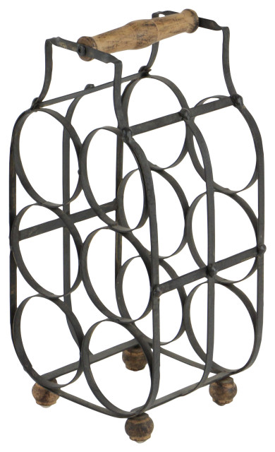 6 Wine Bottle Metal Frame Holder, Black - Industrial - Wine Racks - by ...