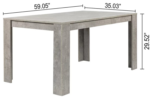 Modern Dining Table, Wood Construction With Rectangular Top & Cement ...