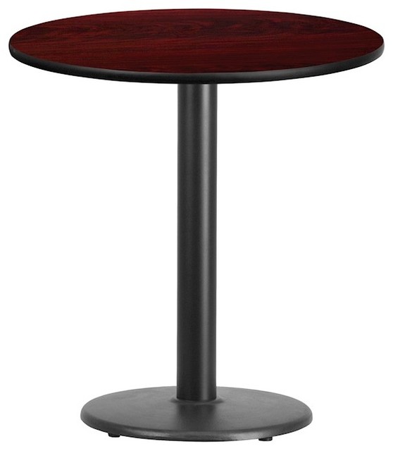 24'' Round Mahogany Laminate Table Top With Table Height Base, 24"W x ...