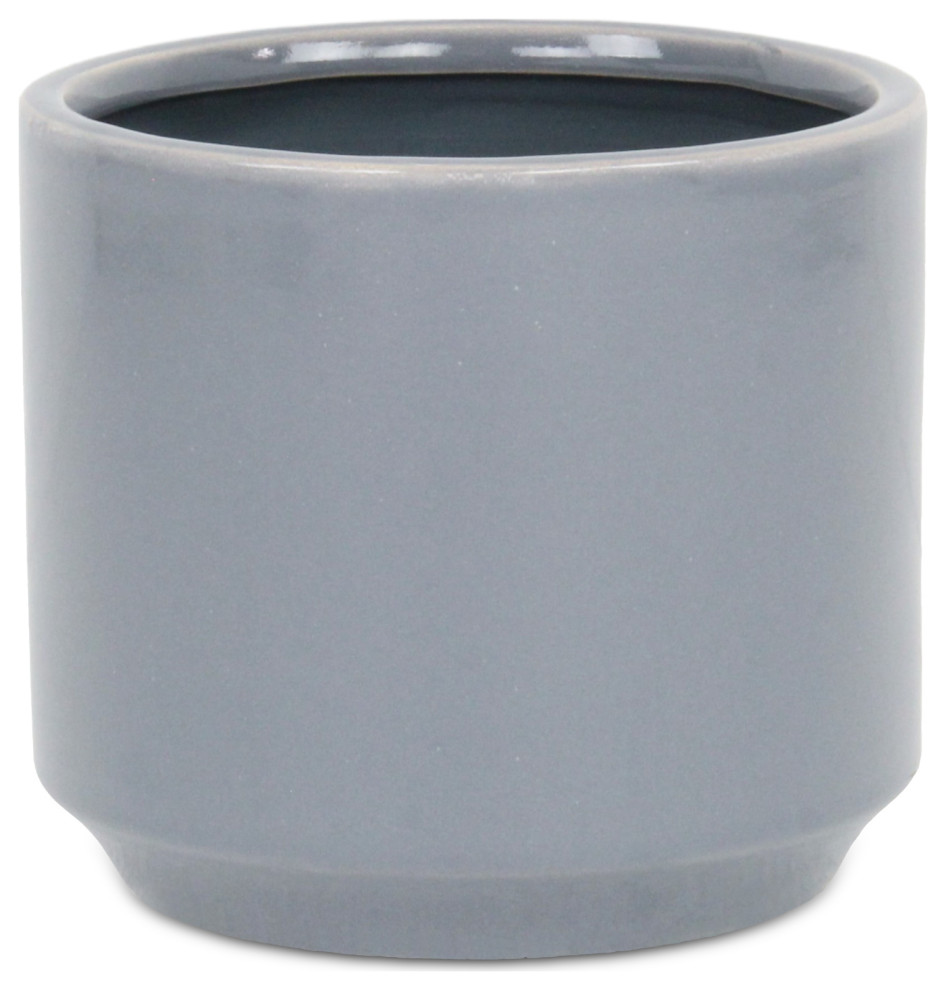 Gray Ceramic Pot - X-Large Elegance - Transitional - Indoor Pots And ...