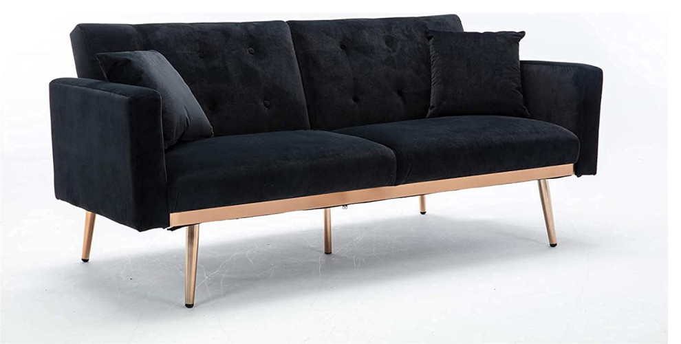 Black Velvet Couch, Tufted Loveseat Sofa - Contemporary - Armchairs And ...