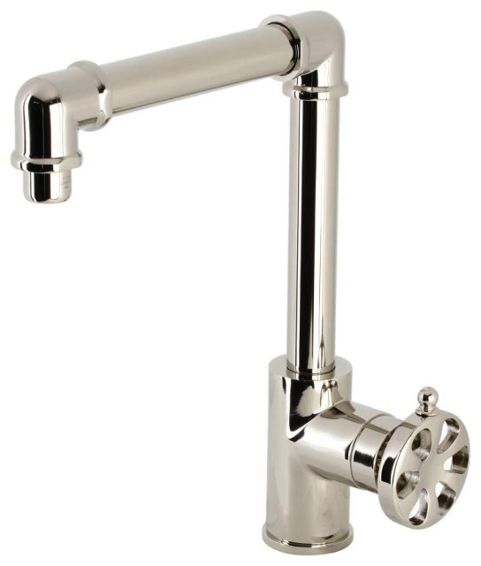 Unique Bathroom Faucet, Pipe Design With Wheel Accented Handle ...