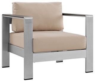 Modern Contemporary Urban Outdoor Patio Balcony Lounge Chair, Beige ...