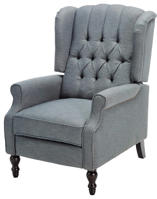 Elegant Charcoal Recliner with Cushioned Seat and Diamond Tufted Back ...