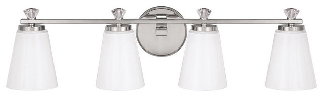 Capital Lighting Alisa 4 Light Bath Vanity, Polished Nickel/Milk ...
