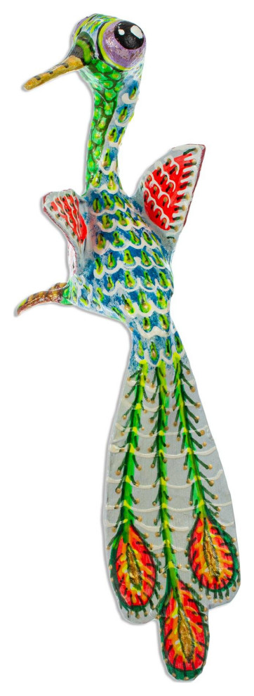 Novica Handmade Colorful Bird Papier Mache Alebrije Sculpture ...
