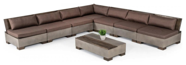Hurstle Modern Concrete Modular Sectional Sofa Set With Rectangular ...