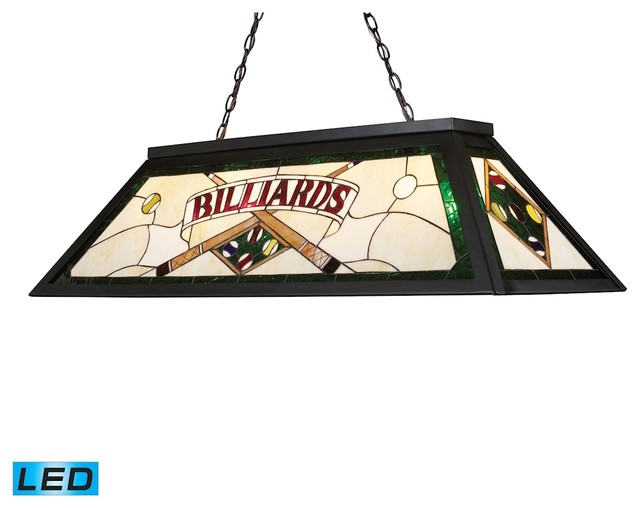 Tiffany Game Room-Lighting 4-Light Billiard, Island Light Bronze Metal ...
