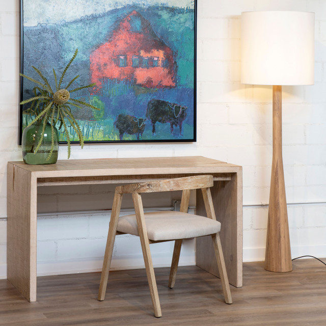 Piper Natural Oak Curved Back Dining Arm Chair With Upholstered Linen ...