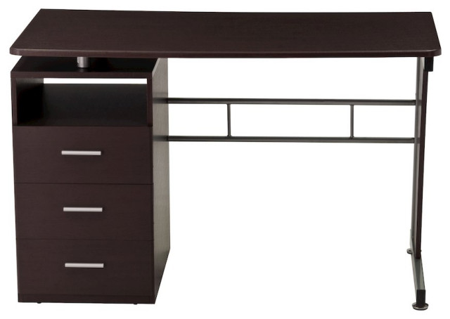 Computer Desk With Ample Storage, Chocolate, Chocolate - Contemporary ...
