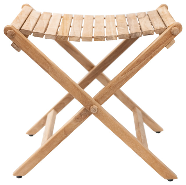 Nordic Style Teak Folding String Seat - Asian - Outdoor Folding Chairs ...