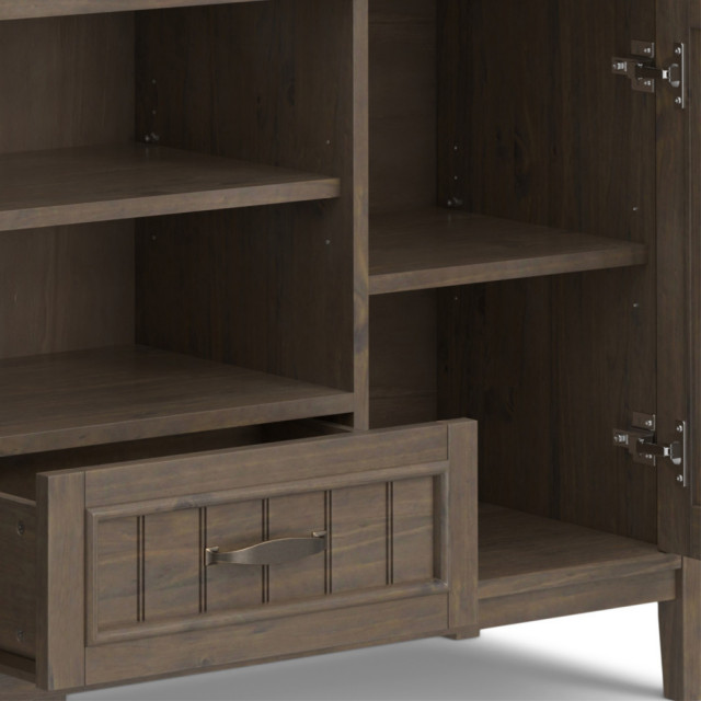 Lev Solid Wood Tv Media Stand In Smoky Brown For Tvs Up To 60 ...