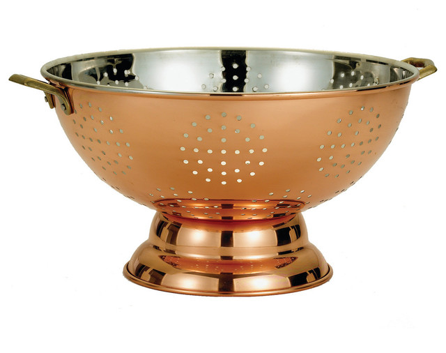 12"Dia. Decor Copper Footed Colander/Centerpiece - Transitional ...