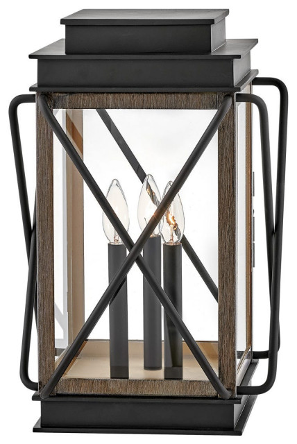 Hinkley Montecito Medium Pier Mount Lantern, Black, 11.75" - Transitional - Deck Lighting - by ...
