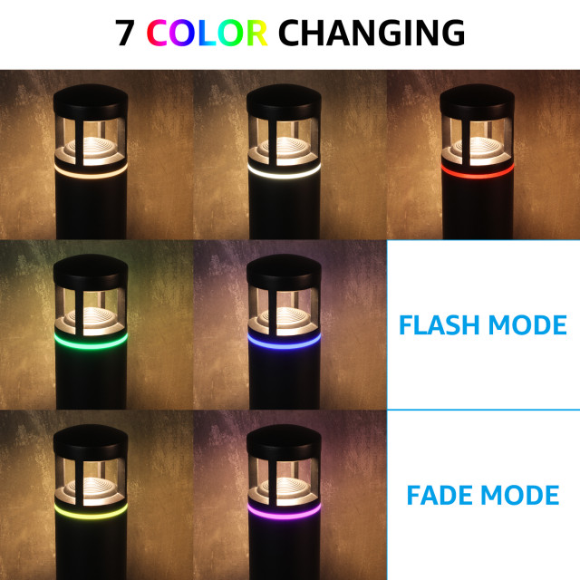 8-Pack RGB LED Pathway Lights, 7 Color Changing, Aluminum, Black ...