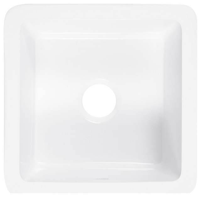 Eden Crisp White Fireclay 18" Single Bowl Undermount Kitchen Sink ...
