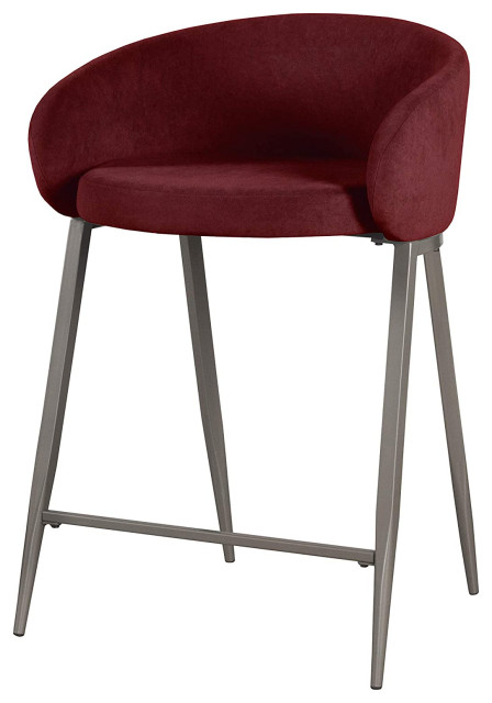 Unique Counter Stool, Pewter Base With Plush Velvet Seat and Curved ...