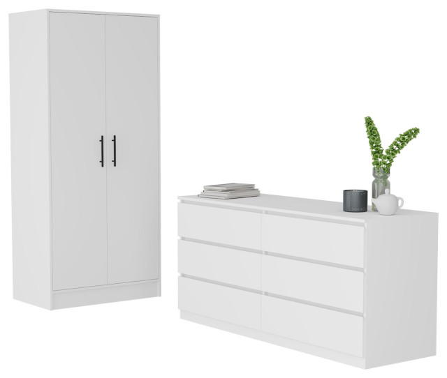 FM Furniture Wyoming 2-Piece Bedroom Set With Armoire and 6-Drawer ...