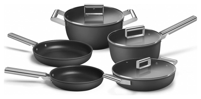 Smeg 50's Style Non-Stick 8-Piece Cookware Set - Modern - Cookware Sets ...