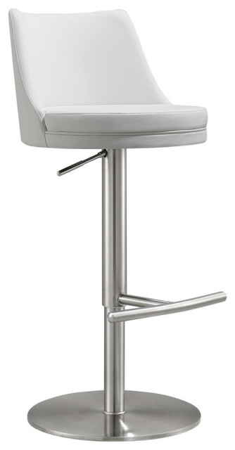 TOV Furniture Reagan White and Silver Adjustable Stool - Contemporary ...