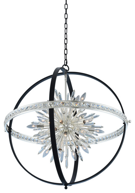 Angelo 36" Pendant in Matte Black with Polished Silver - Contemporary ...