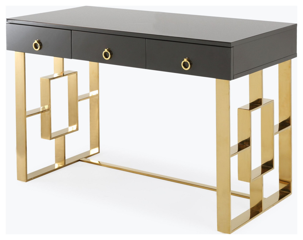 Audrey Grey Lacquer Desk - Grey - Contemporary - Desks And Hutches - by ...