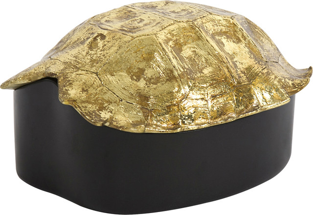 Howard Elliott Gold Turtle Shell Decorative Box, Black/Gold - Beach ...
